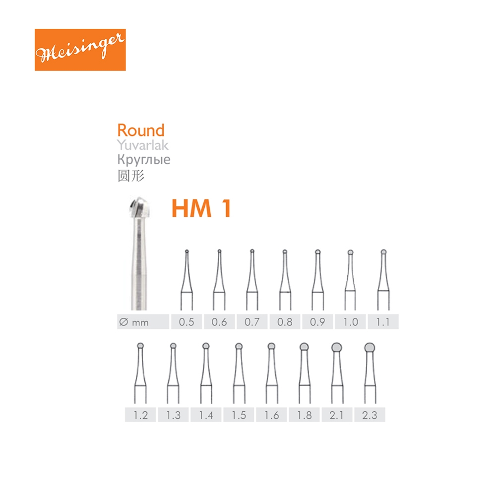 Meisinger® Tungsten Carbide Burs Round | HM1